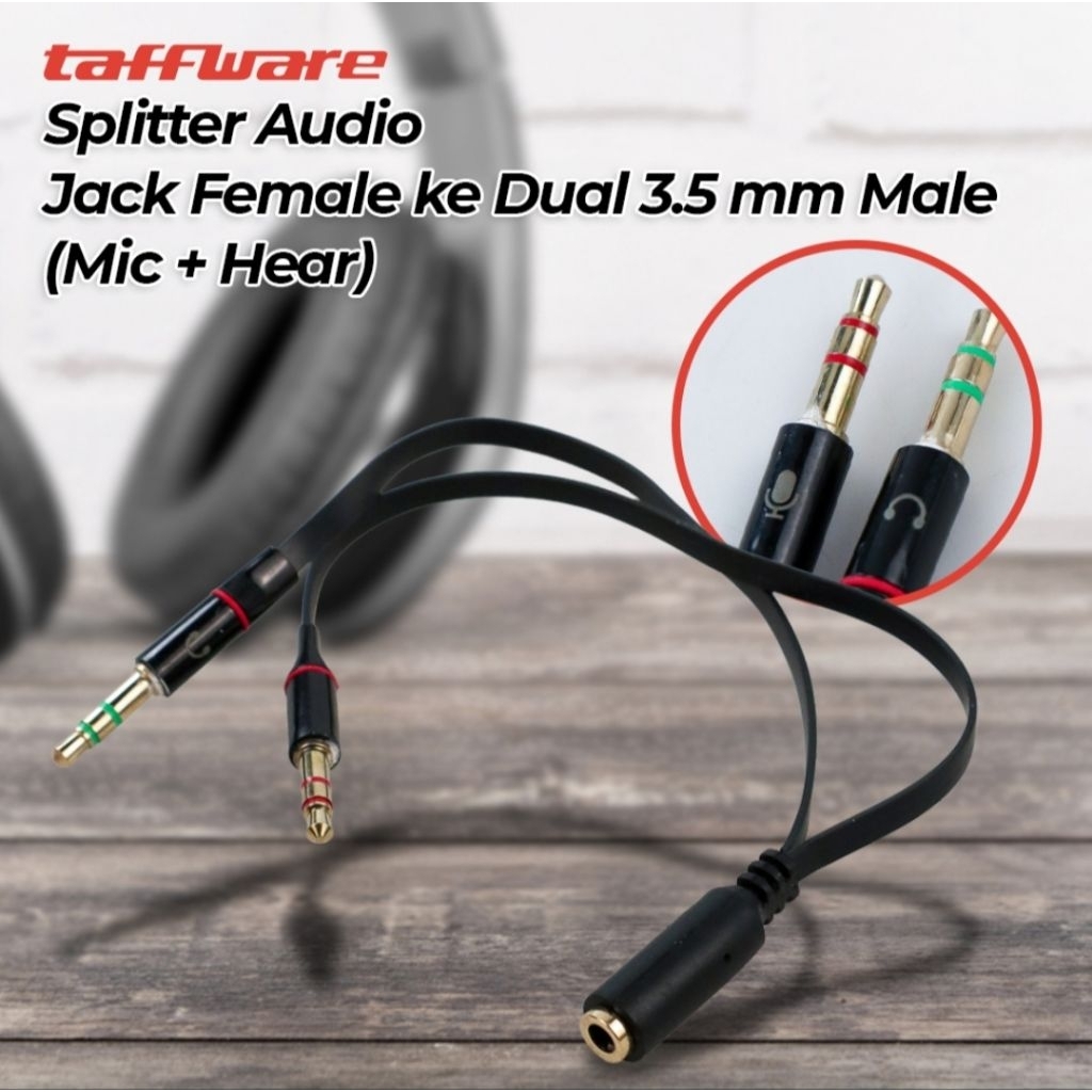 Jual Splitter Audio Jack Female ke Dual 3.5mm Male (Mic+Hear) - L43 ...