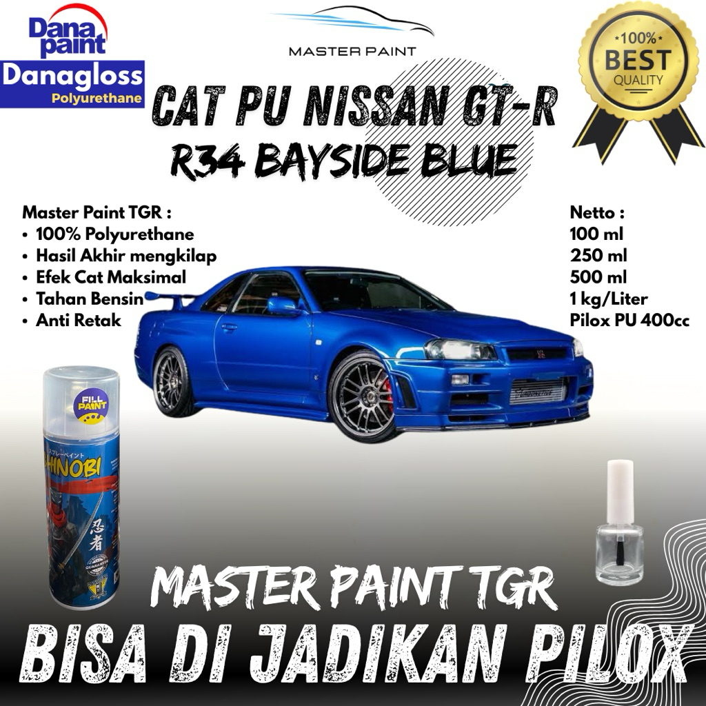 Jual ( BISA DIJADIKAN PILOX ) Cat PU Bayside Blue Nissan GT-R R34 | Cat ...
