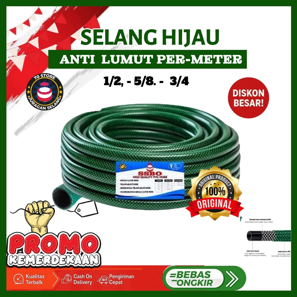 Jual SELANG AIR PERMETER / SELANG TAMAN HIJAU ANTI LUMUT HIJAU PERMETER / SELANG AIR 1/2 5/8 3/4 ...