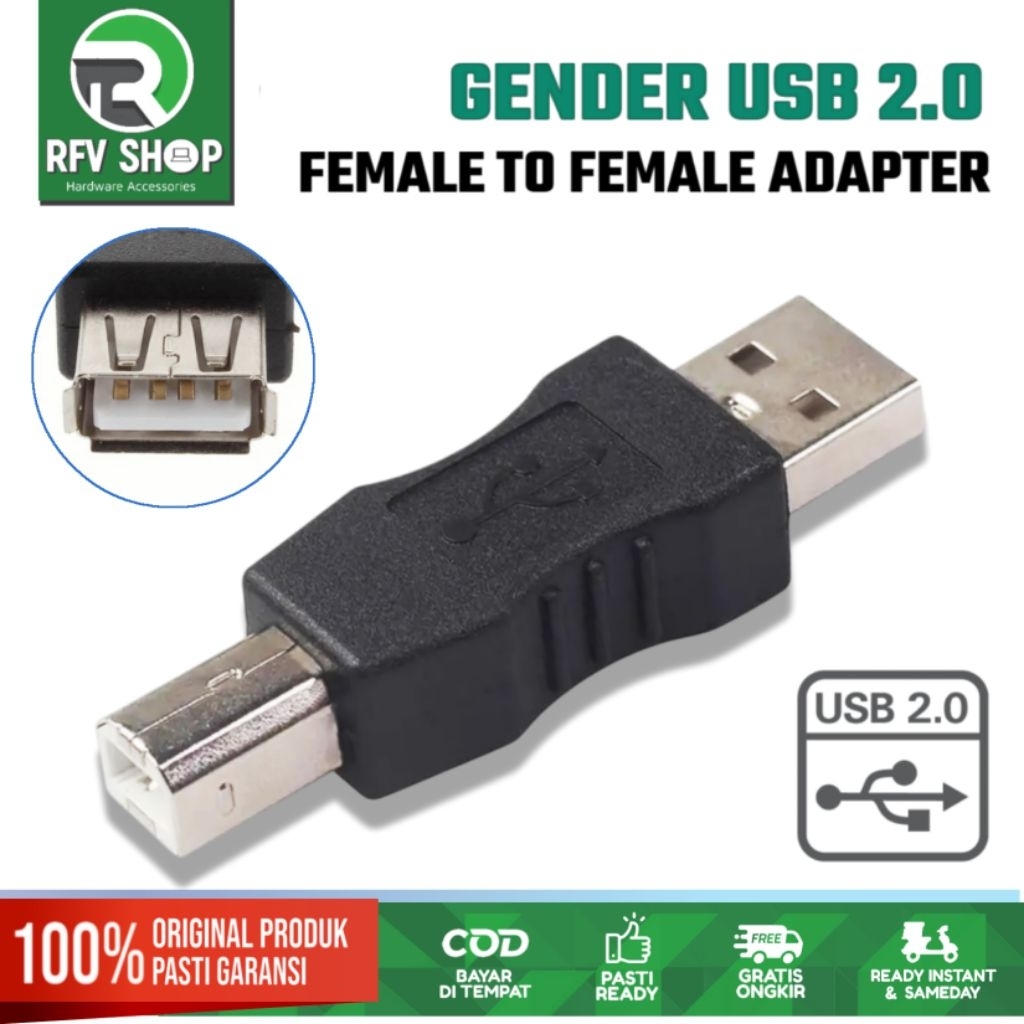 Jual Konektor Gender sambungan USB A 2.0 male to USB B male adapter ...