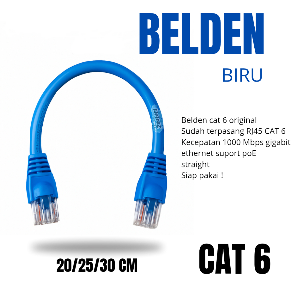 Jual Kabel LAN CAT 6 BELDEN biru GIGABIT ethernet jaringan suport poE ...