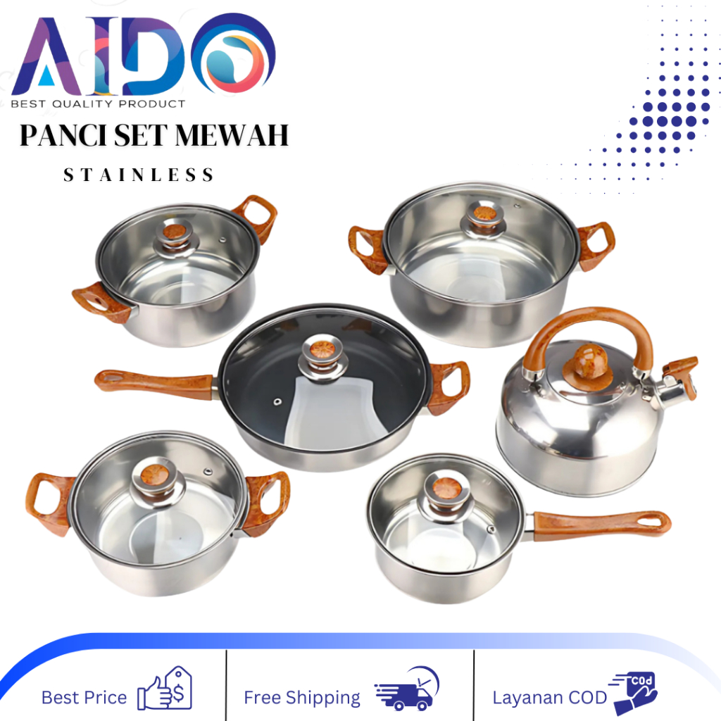 Jual Panci Set Stainless stell 12Pcs Panci Set Cookware Panci Set ...