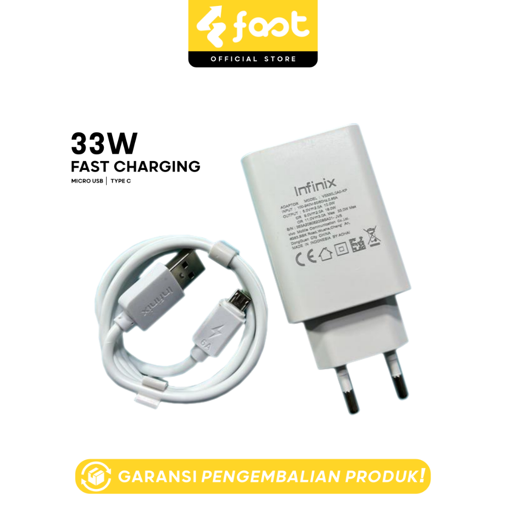 Jual FAST CHARGER INFINIX 33W FAST CHARGING MICRO USB & TYPE C CASAN ...