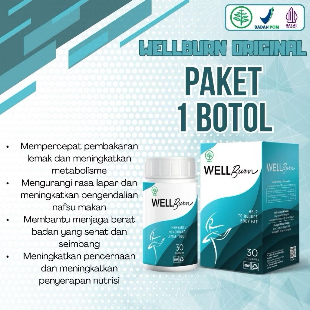 Jual WELLBURN HERBAL ORIGINAL OBAT DIET PELANGSING BADAN ALAMI AMPUH ...