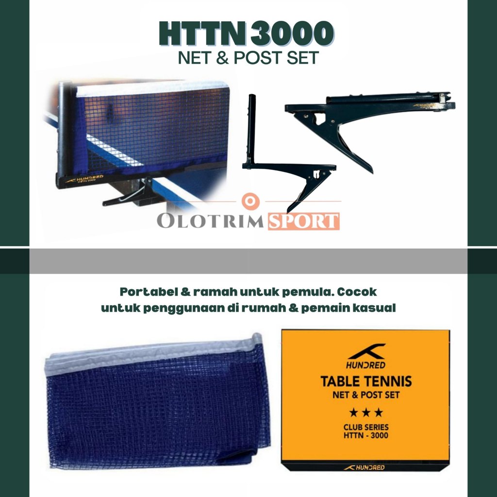Jual Tiang + Net Ping Pong HUNDRED HTTN 3000 net tenis meja satu set ...