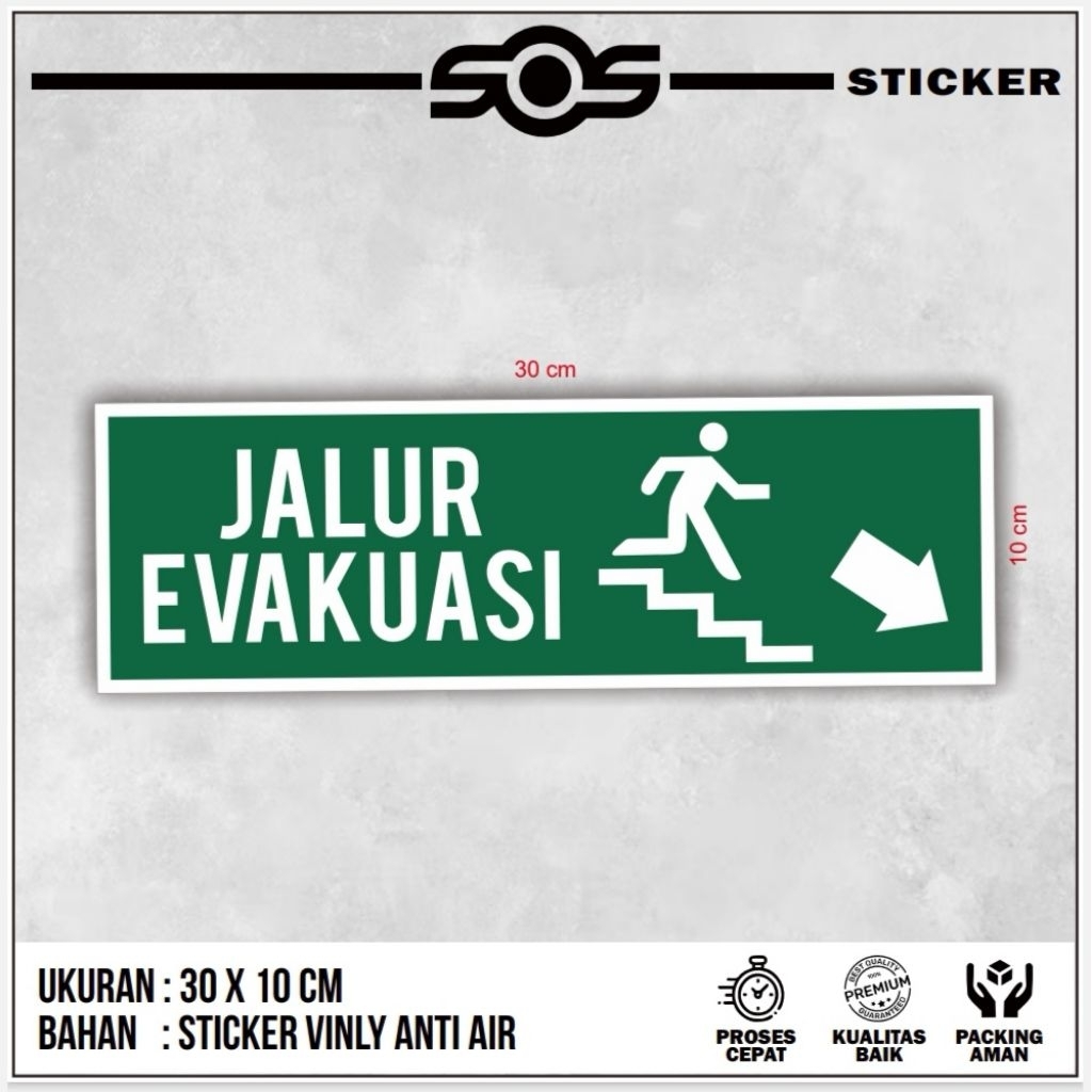 Jual STICKER SAFETY SIGN K3 JALUR EVAKUASI MELEWATI TANGGA SEBELAH ...