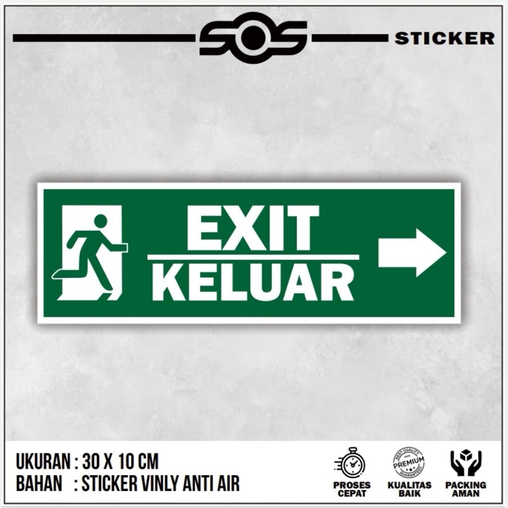 Jual STICKER SAFETY SIGN K3 EXIT KELUAR KANAN TANDA KESELAMATAN JALAN ...
