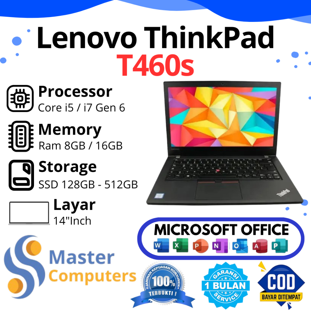 Jual Lenovo ThinkPad T460s Core i5 / i7 Gen 6 RAM 8GB / 16GB SSD 128GB ...