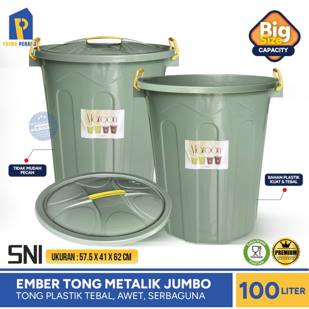 Jual Ember Tong Metalik 100 Liter Ember Tutup | Shopee Indonesia