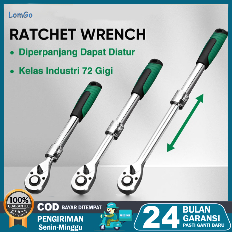 Jual 【COD】Kunci Ratchet Ratchet Wrench 24 Gerigi 1/2 inch Chrome ...