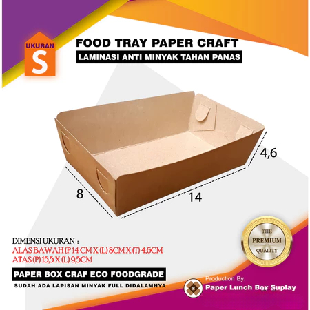 Jual Paper Box Craf Eco Coklat Food Tray Laminasi Dus S Ukuran 14x8x4,6 ...