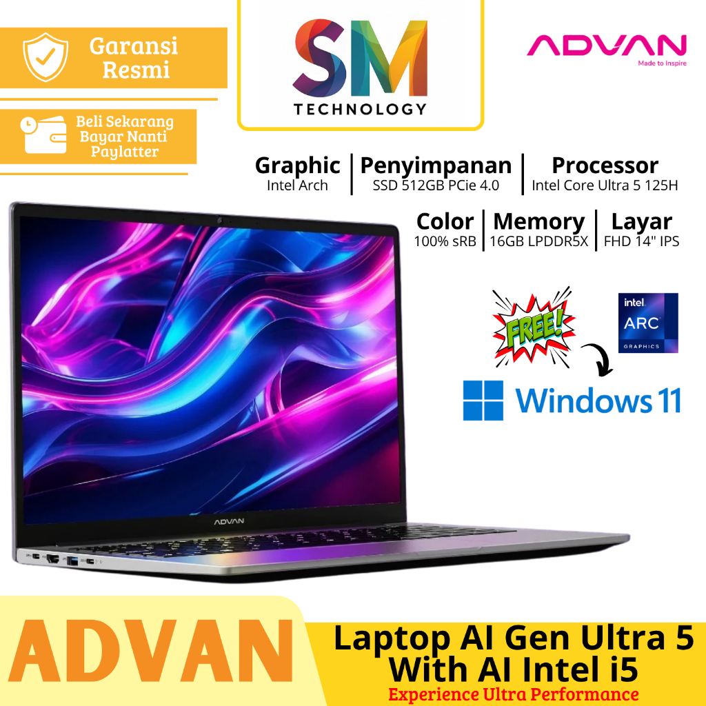 Jual ADVAN Laptop AI Gen Ultra With Ai 14'' Intel Core Ultra 5 125H ...