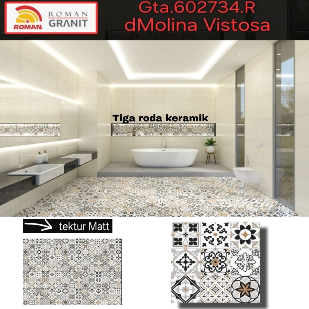 Jual granit 60x60 batik/granit roman molina vistofa/granit motif batik ...