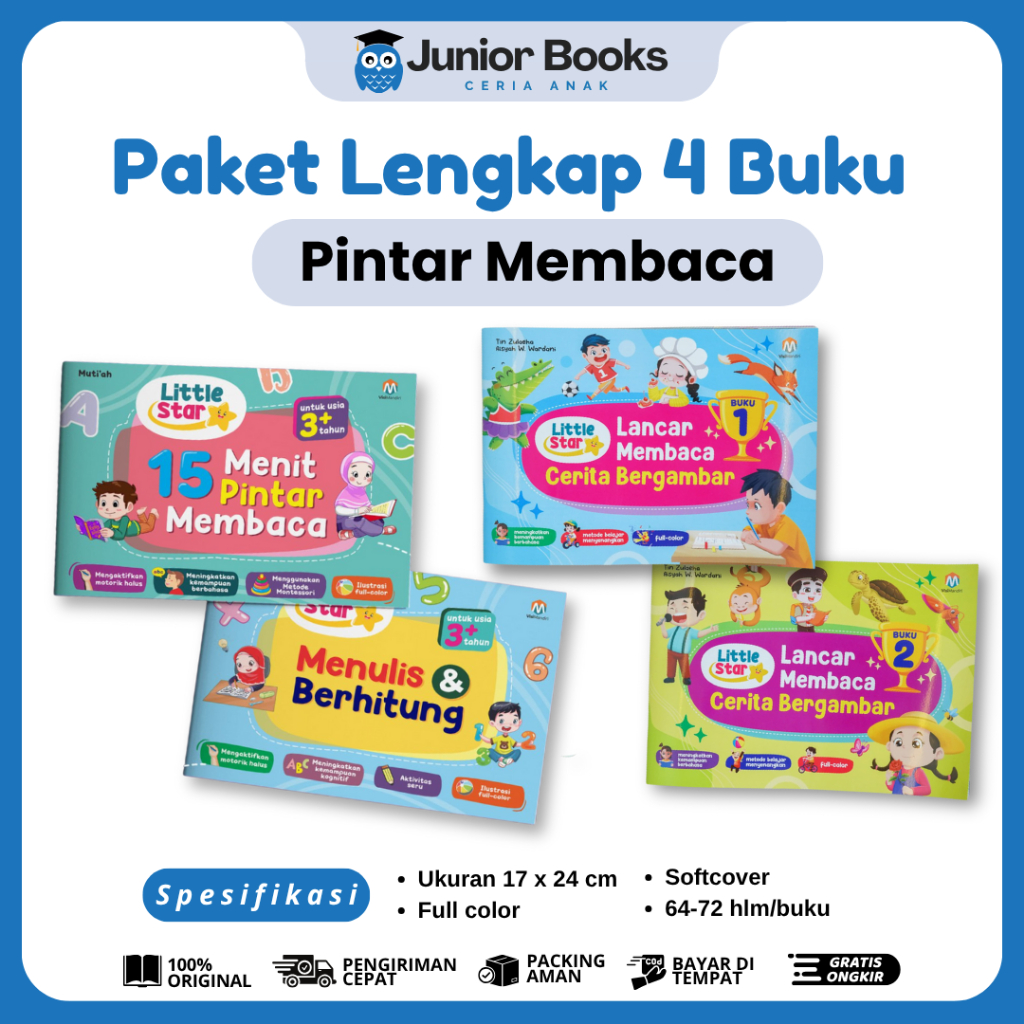 Jual (Isi 4 Buku) Paket Lengkap Little Star Membaca - 15 Menit Pintar ...