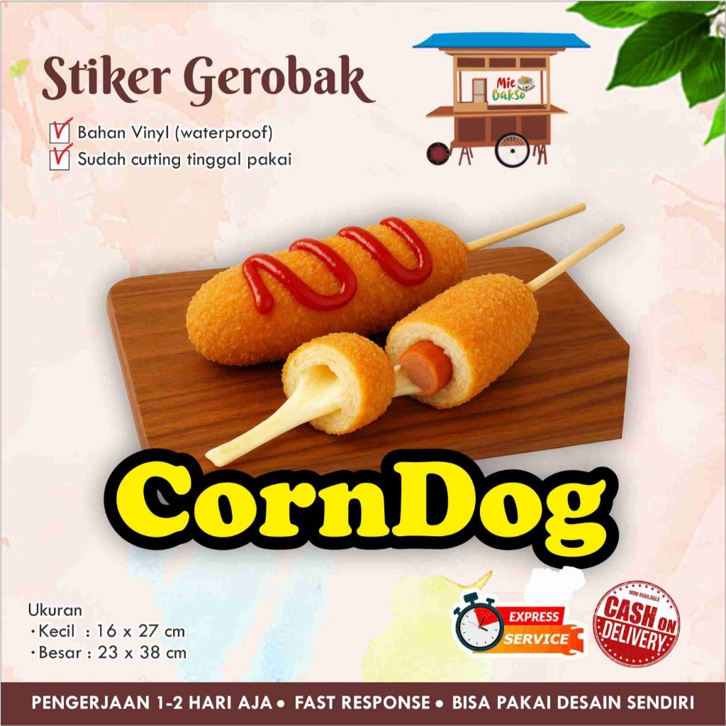 Jual STIKER KACA GEROBAK VINYL CORN DOG/ LABEL MAKANAN | Shopee Indonesia