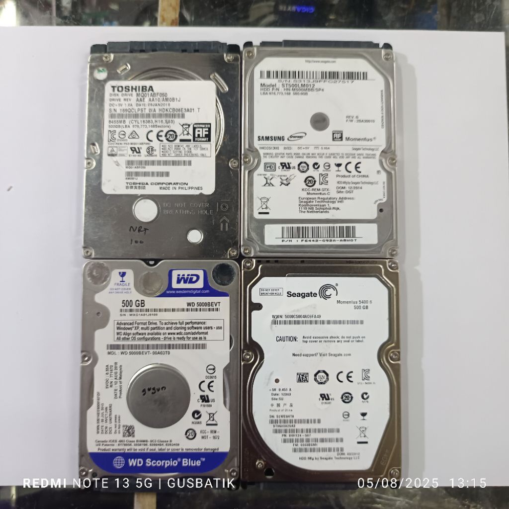 Jual hard disk 2TB 1TB 750GB 500GB hdd laptop SATA 2.5" bekas original ...