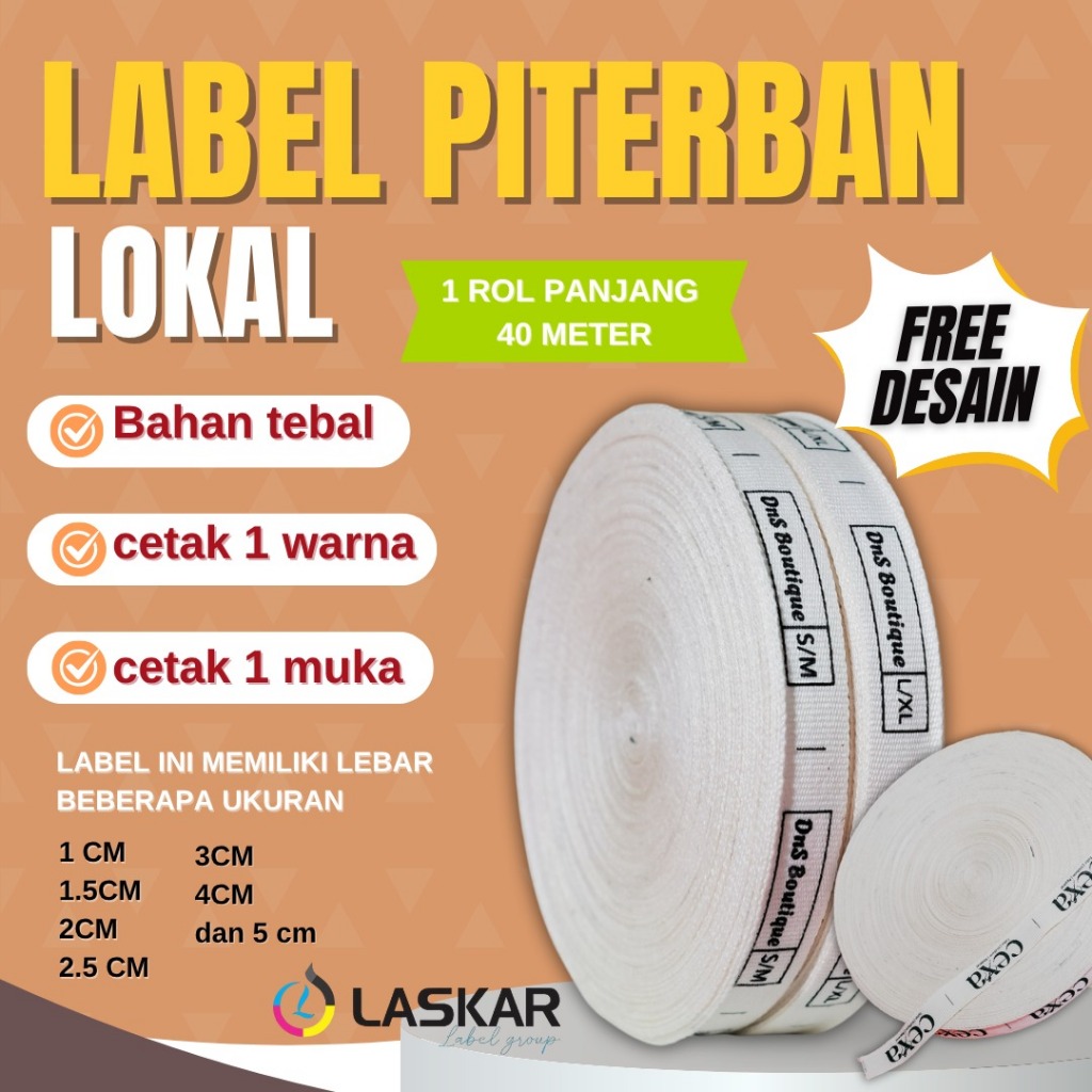 Jual label piterban tebal custom printing lebel tag baju nama sendiri ...