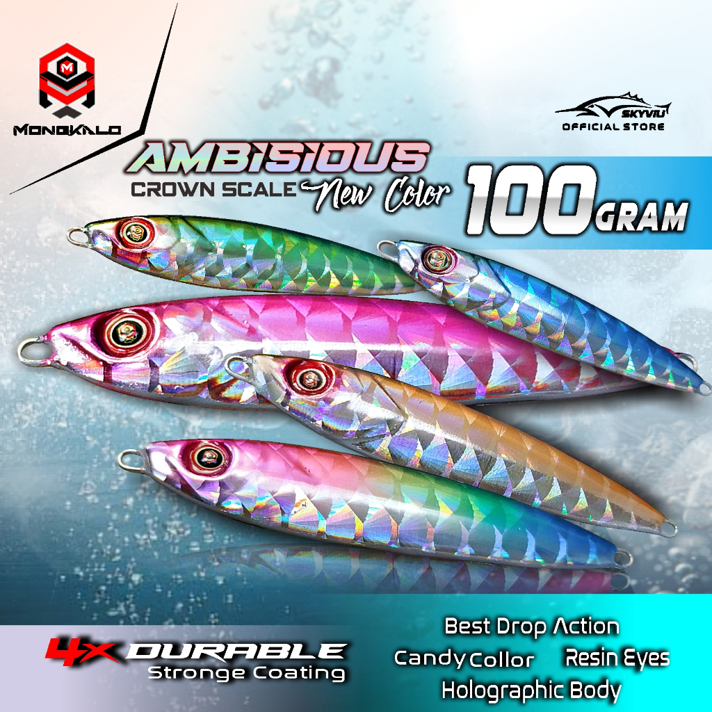 Jual Umpan Metal Jig 100 Gram MONGKALO AMBISIOUS Sisik Besar Micro Jig 100g 100gr 100 g 100 gr ...