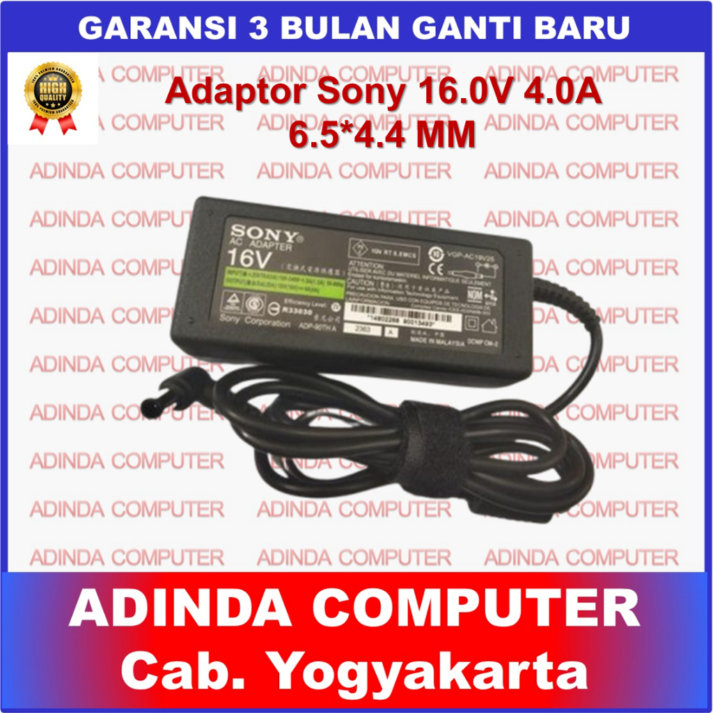 Jual Adaptor Charger Original Laptop Sony Vaio 16V - 4A ( VGP-AC16V14V8 ...