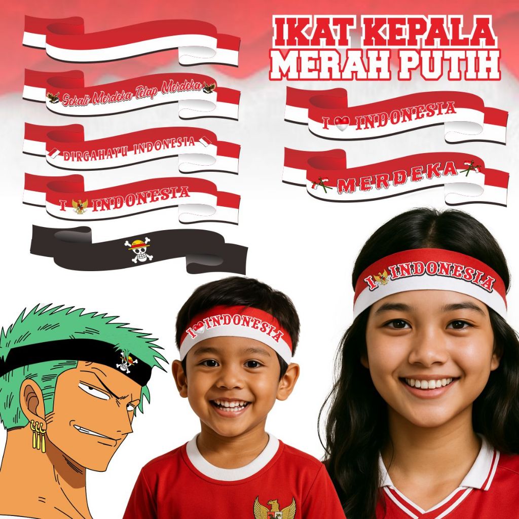 Jual Ikat Kepala Merah Putih bando pita merah putih Headband Merah ...