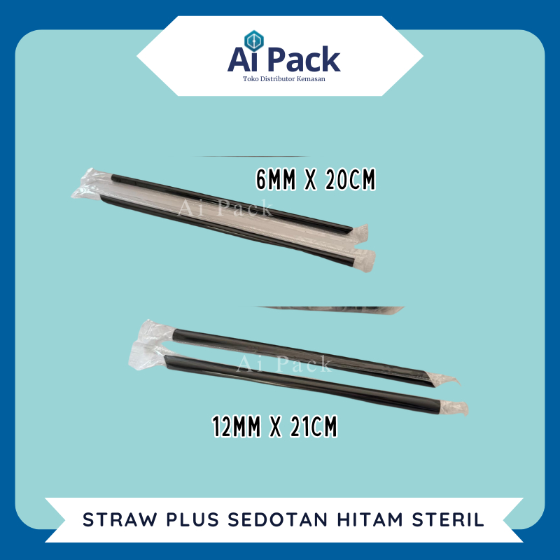 Jual (ISI 250 & 100 BIJI) PLATINUM STRAW Sedotan Hitam Lancip Steril ...