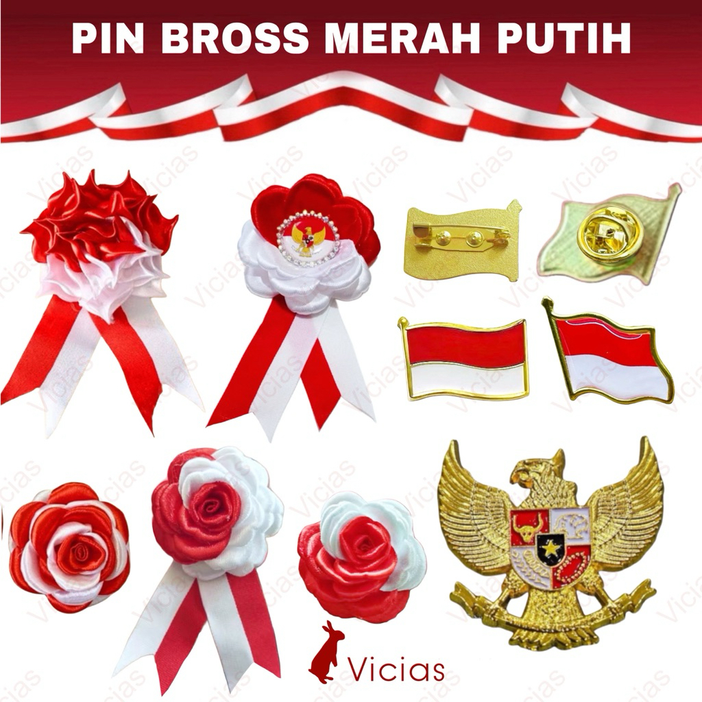 Jual Pin Bros Bendera Merah Putih Garuda Bunga Baju Peniti Brooch ...