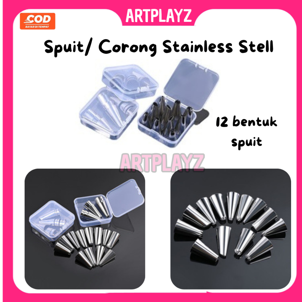 Jual TERLENGKAP! Stainless Steel Spuit Corong (1 box 12pcs)/Deco Cream ...