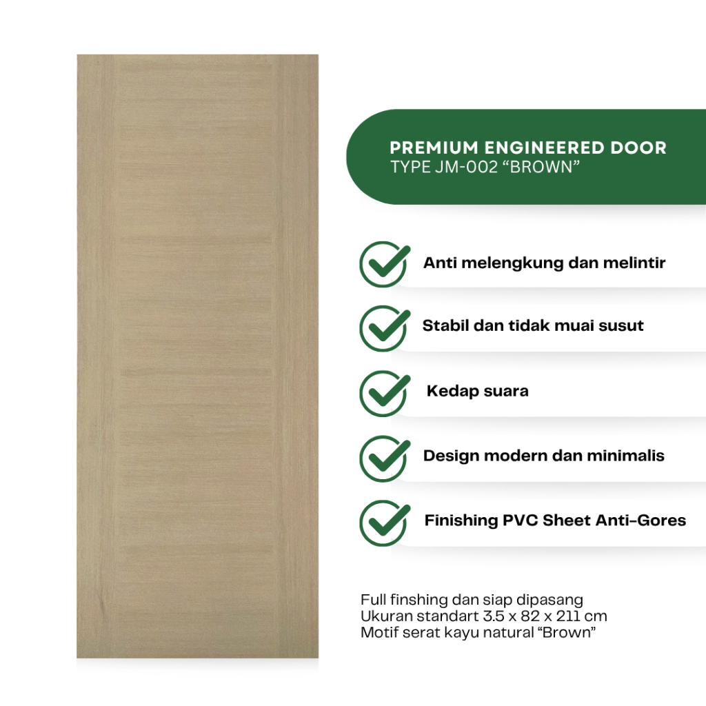 Jual PREMIUM Daun Pintu Kayu Engineering PVC Sheet TYPE JM-002 Brown ...