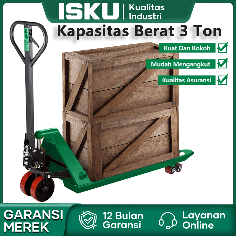 Jual ISKU Hydraulic Hand Pallet Truck 3 Ton/Alat Angkut Barang Stacker ...