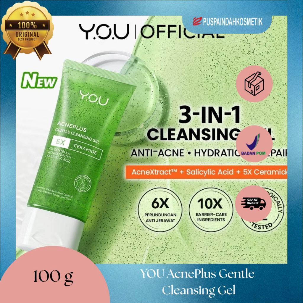 Jual YOU ( Y.O.U ) NEW Acne Plus Gentle Gel Cleanser Sabun Cuci Muka ...