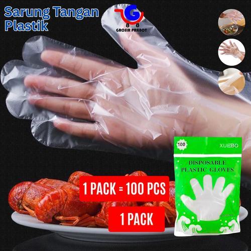 Jual Sarung Tangan Plastik 100 pcs 1 pack Food Grade APD Cuci Sekali Pakai Disposable Plastic ...