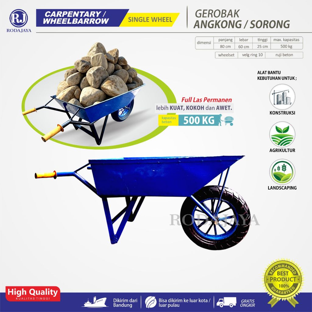 Jual gerobak sorong pasir / angkong gerobak proyek / full las permanen ...