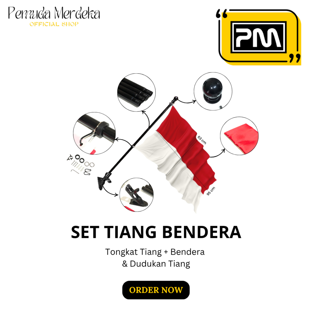Jual Set Tiang Bendera Merah Putih Dinding Lengkap Paket Tiang dan ...