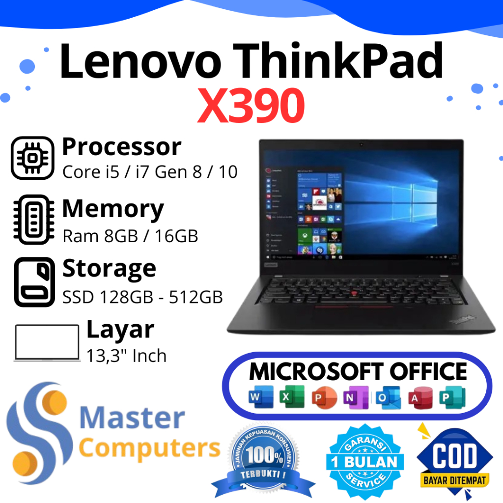 Jual Lenovo ThinkPad X390 Core i5 / i7 Gen 8 / 10 Ram 8GB / 16GB SSD ...