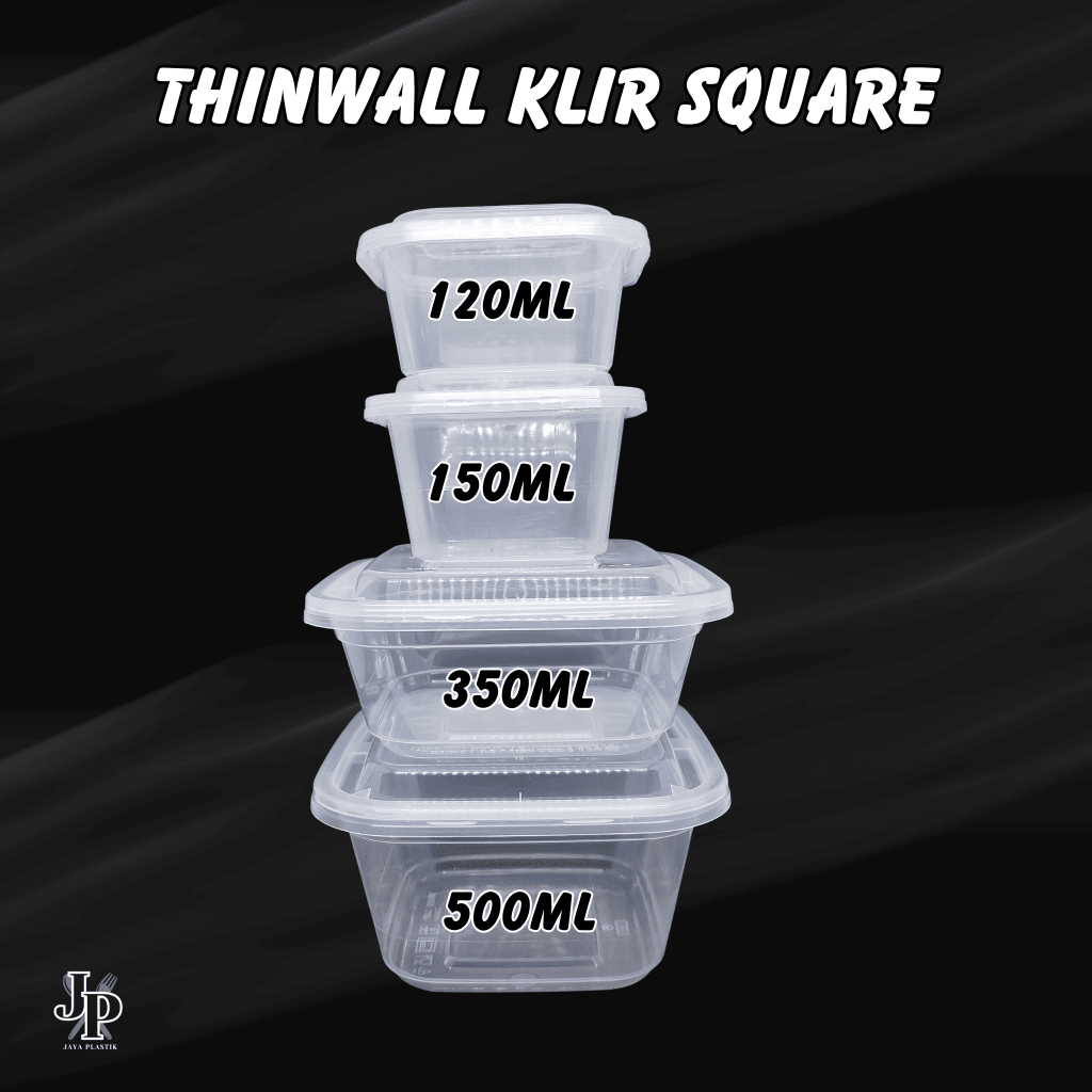 Jual Thinwall Klir Square 120ml , 150ml , 350ml , 500ml 1 Pack isi ...
