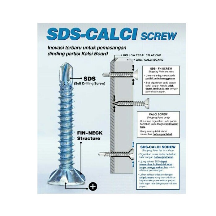 Jual x100pcs #6x1'' Sekrup GRC SDS #6x25 kalsiboard Calci Screw ...