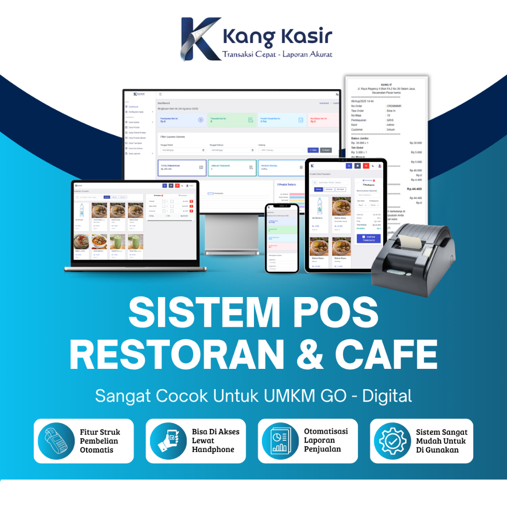 Jual Sistem Kasir Cafe dan Rumah Makan Siap Pakai Terdapat Cetak Struk dan Laporan Harian ...