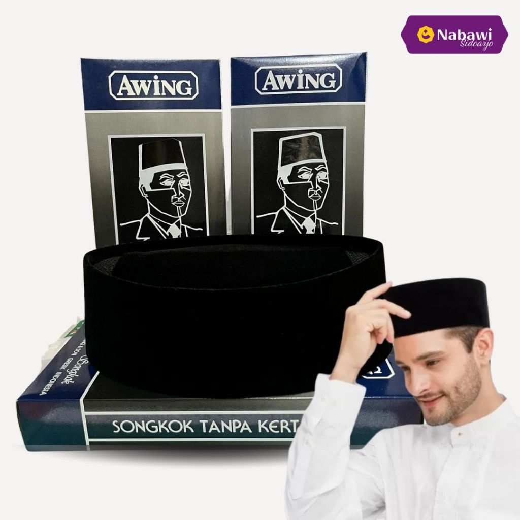 Jual Songkok Awing Hitam Peci Awing Hitam Polos AC Kopiah Dewasa Bahan ...