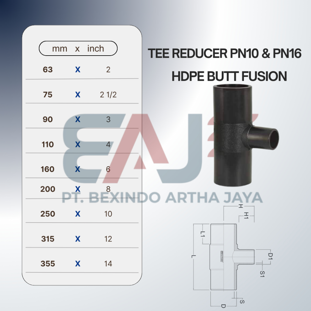 Jual Tee Reducer Butt fusion Hdpe Size 4 x 2 Inch | Tee Reducer Hdpe ...