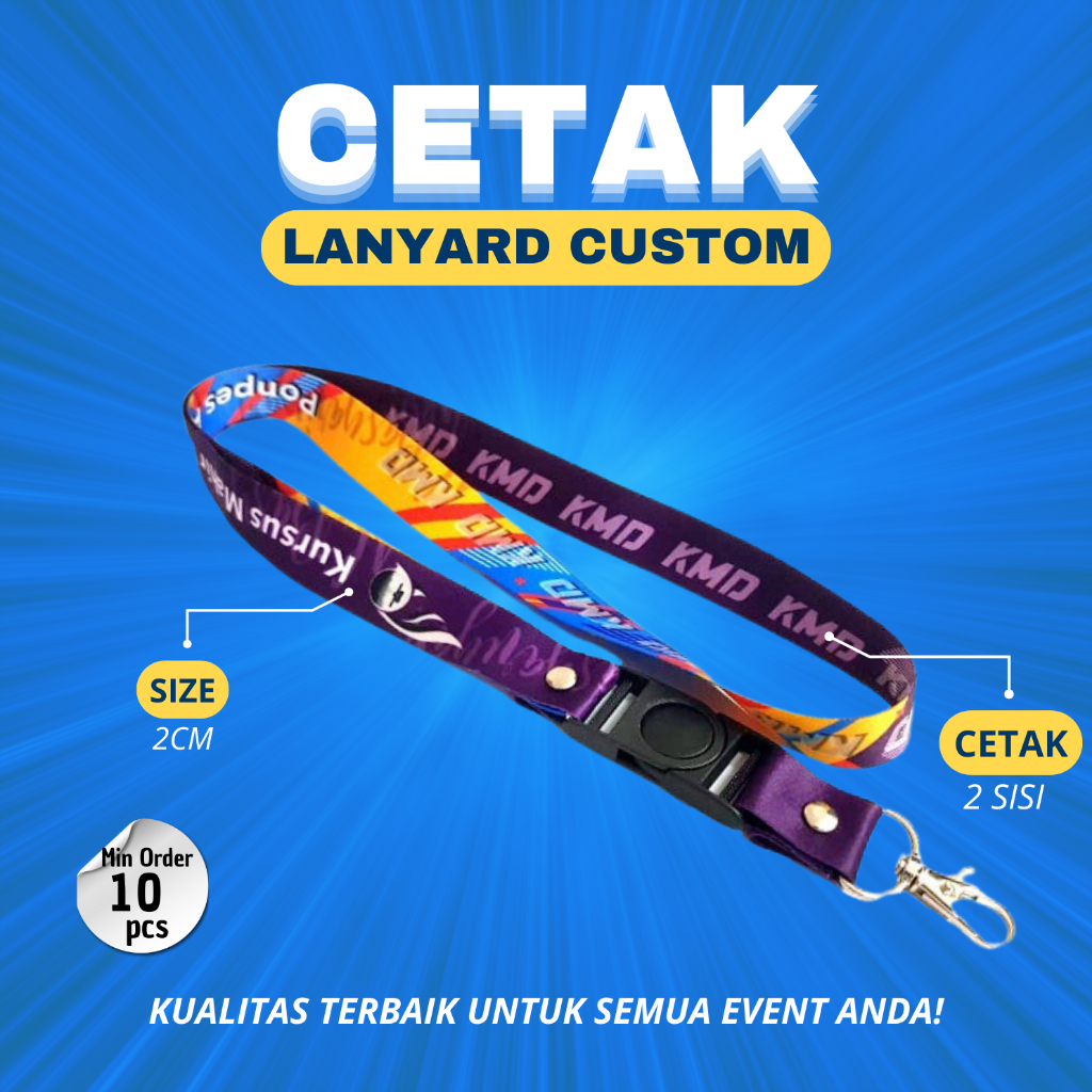 Jual Tali Lanyard Custom Ukuran 2cm 2sisi Free Desain Custom Nama dan ...