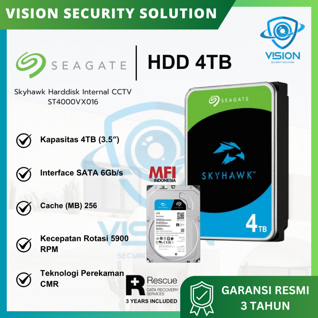 Jual Seagate 4TB Skyhawk Harddisk HDD Surveillance For CCTV Garansi MFI ...