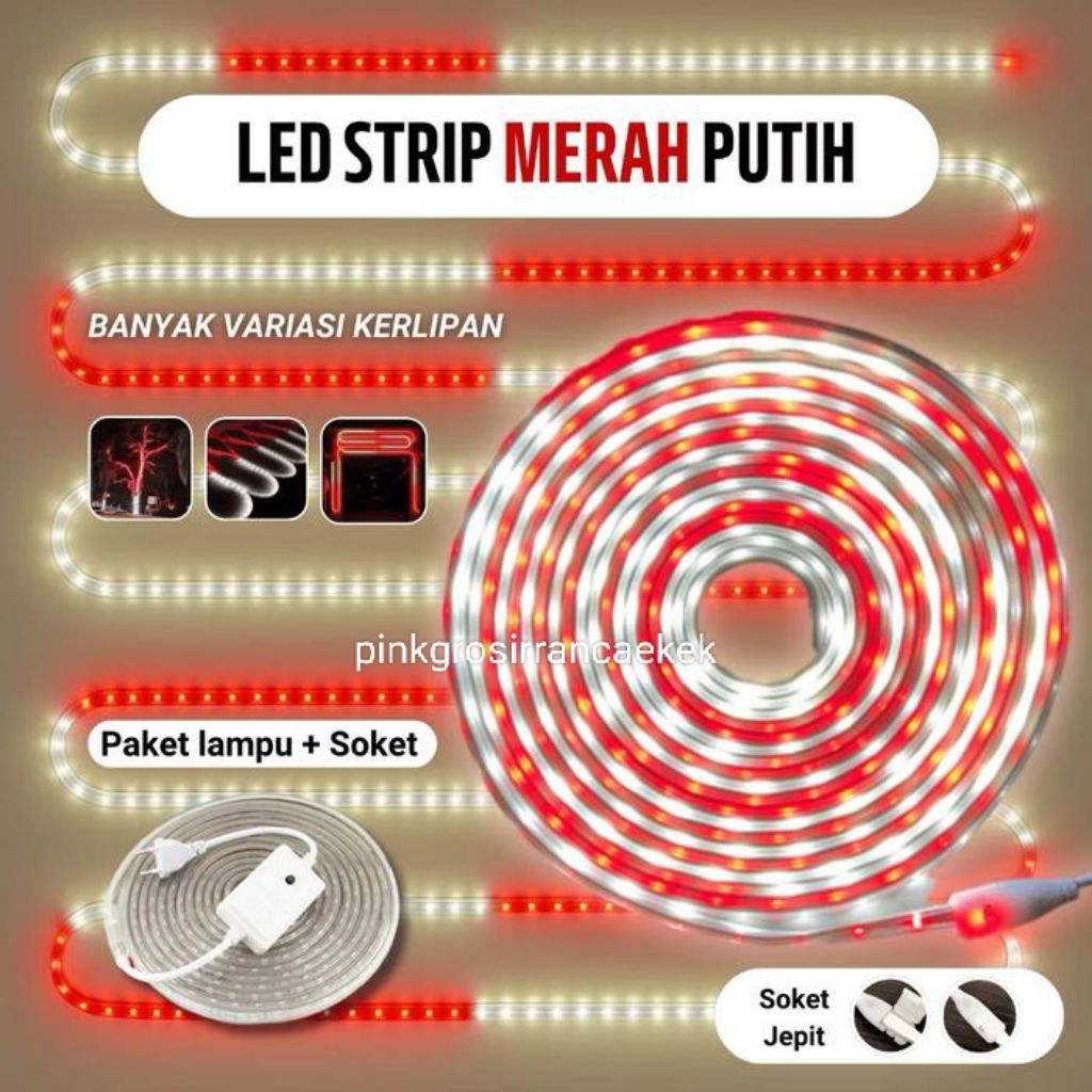 Jual Paket Lampu 17 Agustus Merah Putih Hias Gapura kampung LED Strip ...