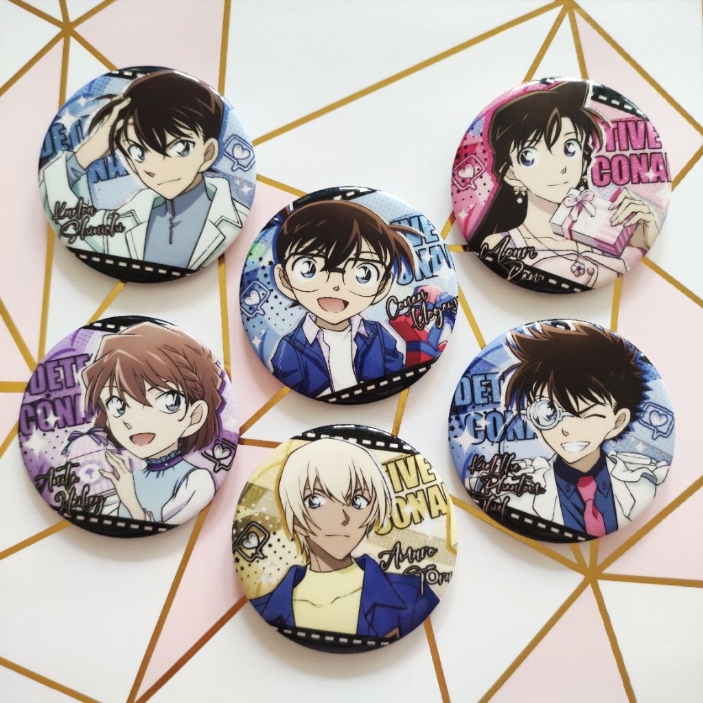 Jual Pin Badge Anime Detective Conan Glitter Effect / Edogawa Conan ...