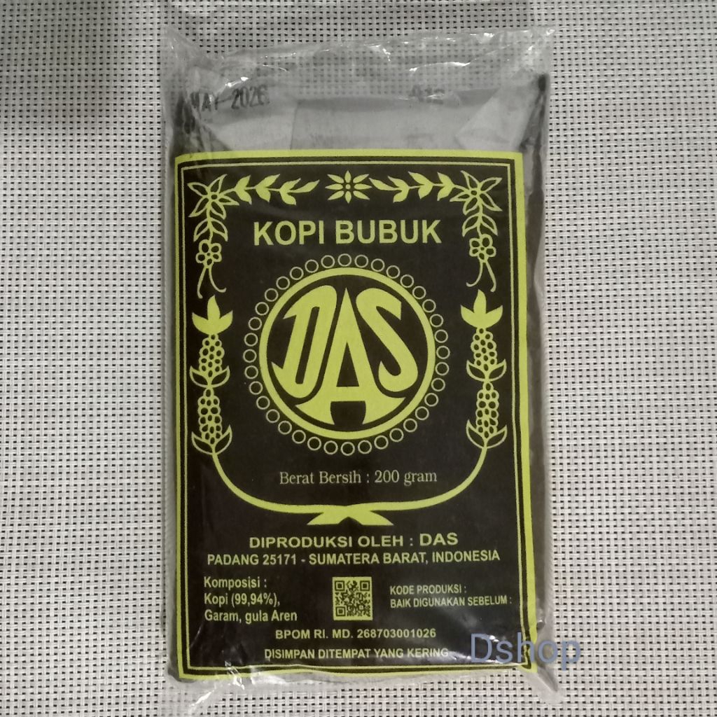 Jual KOPI Bubuk DAS Robusta Asli 100% Padang Netto 200 gr | Shopee ...