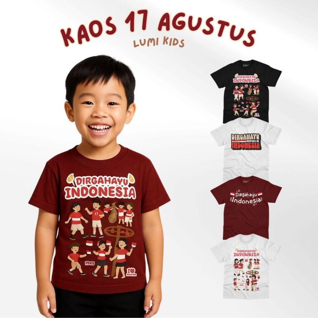 Jual 𝐋𝐔𝐌𝐈 𝐊𝐈𝐃𝐒 - Kaos Anak Katun Premium Lengan Pendek Motif Agustusan ...