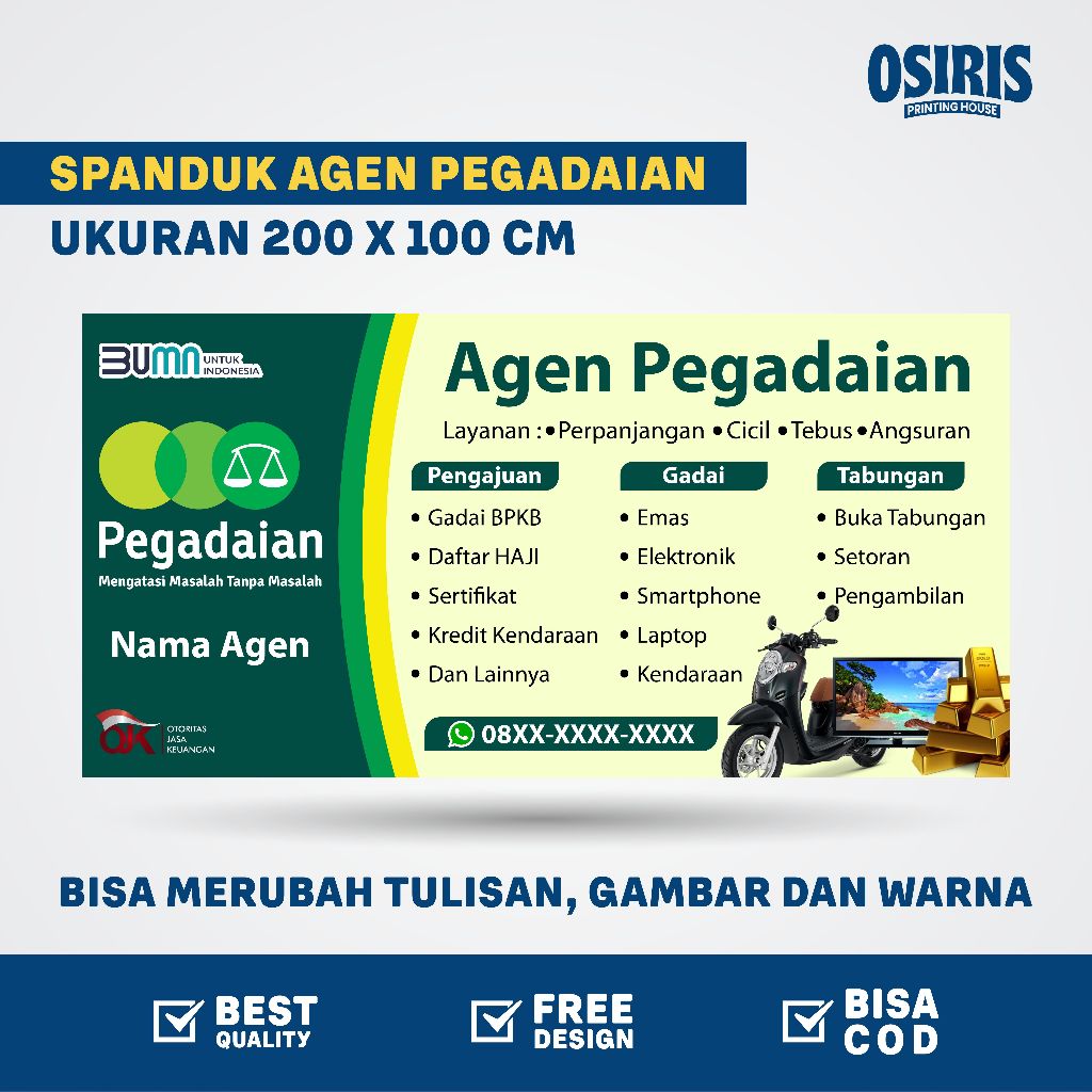 Jual CETAK SPANDUK/BANNER AGEN PEGADAIAN - UKURAN 200 X 100 CM | Shopee ...