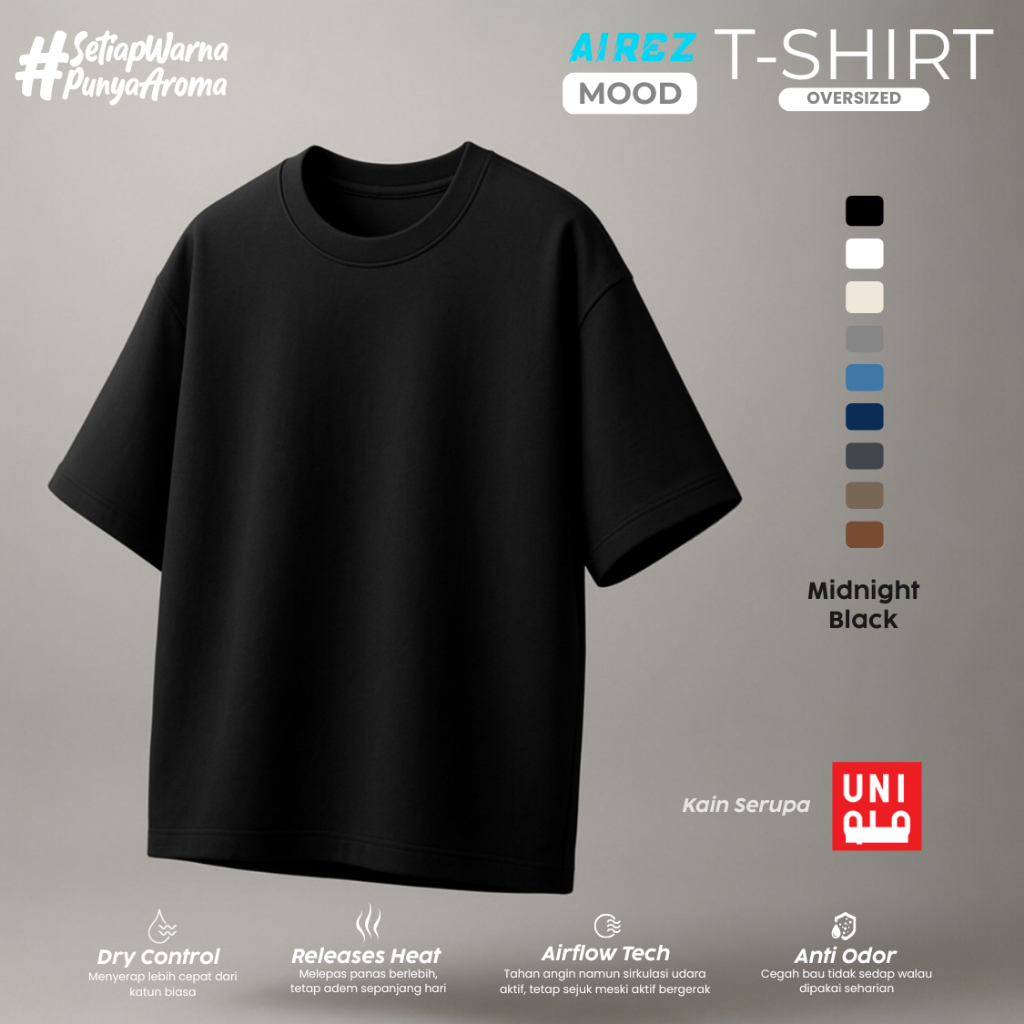 Jual MOODLY BASIC - Kaos Oversize Polos Unisex Tshirt Airez Aezy Airy ...