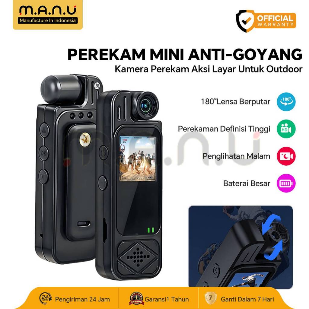 Jual Manu Mini Kamera HD 1080P Camcorder Layar 1.3" Dapat Diputar 180 ...
