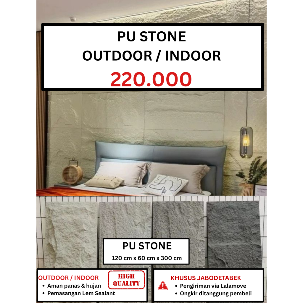 Jual PU stone wallpanel dinding motif batu outdoor 60 cm x 120 cm | Shopee Indonesia