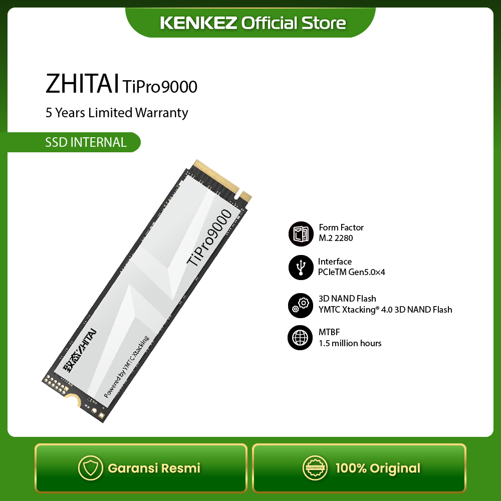 Jual ZHITAI TiPro9000 SSD Internal M.2 2280 NVMe PCIe 5.0 Heatsink 3D ...
